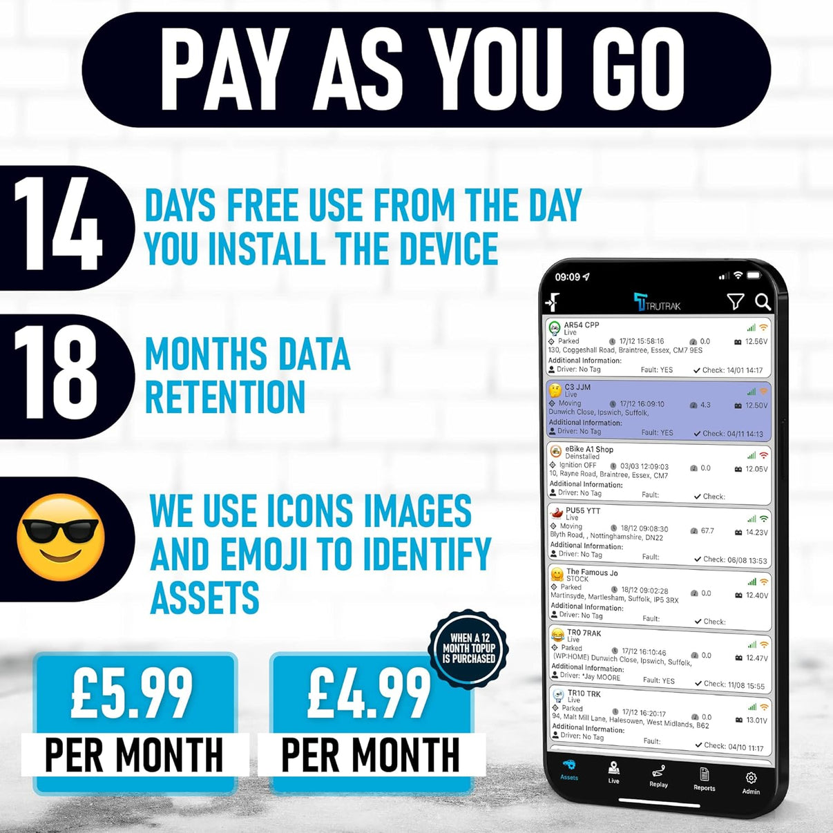 TruTrak Pro FMT100 GPS Tracker PAYG